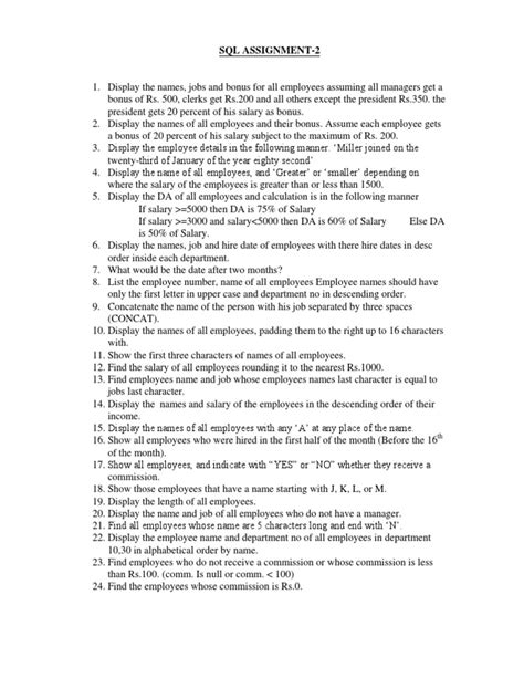 Sql Assignment 2 Solutions Pdf Salary Economies