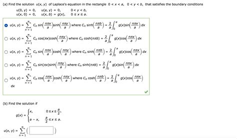 Solved Find The Solution U X Y Of Laplaces Equation In