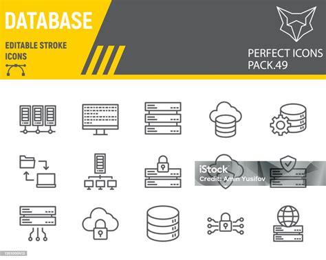 Kumpulan Ikon Baris Database Ilustrasi Stok Unduh Gambar Sekarang
