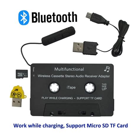 Multifunctional Car Bluetooth Cassette Adapter Bluetooth V4 1 Music Receiver Adapter With TF 4GB
