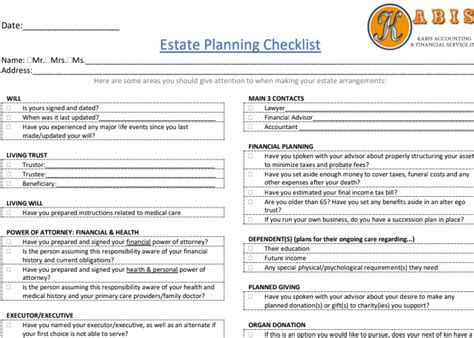 Free Estate Planning Worksheet Download Free Estate Planning Worksheet