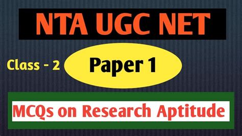 Class NTA UGC NET JRF Paper Most Important MCQs On Research Aptitude YouTube