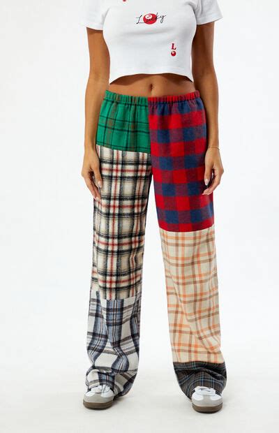 Pacsun Plaid Patchwork Sweatpants Pacsun
