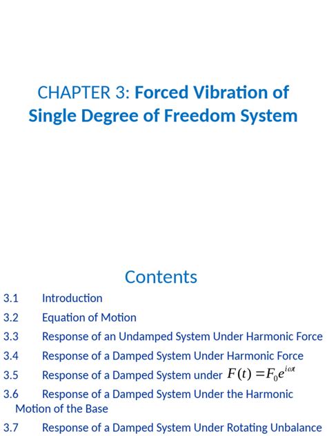 Chapter 3 Forced Vibration Of Single Degree Of Freedom System Pdf Damping Physical Phenomena