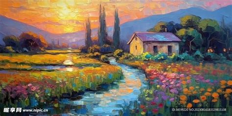 风景油画 设计图 无框画 环境设计 设计图库 昵图网