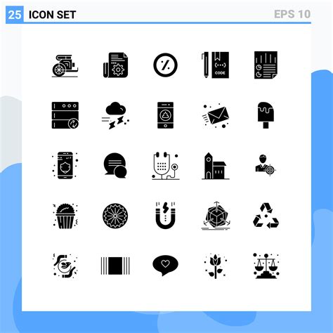 Stock Vector Icon Pack Of 25 Line Signs And Symbols For Data Development Tools Develop Code