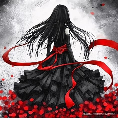 Ai创作图红衣少女背影 红黑炫酷暗黑秀场风 暗黑系封面 病娇 黑红色文理素材 红衣黑彩 红色丝带头纱彩带 手绘黑裙女孩 红衣服女孩背影 红衣女孩背影 一抱红玫瑰 红黑哥特仪式区 唯美小黑裙图片