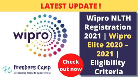 Wipro Nlth Registration 2021 Wipro Elite 2020 2021 Exam Date Eligibility Criteria Youtube
