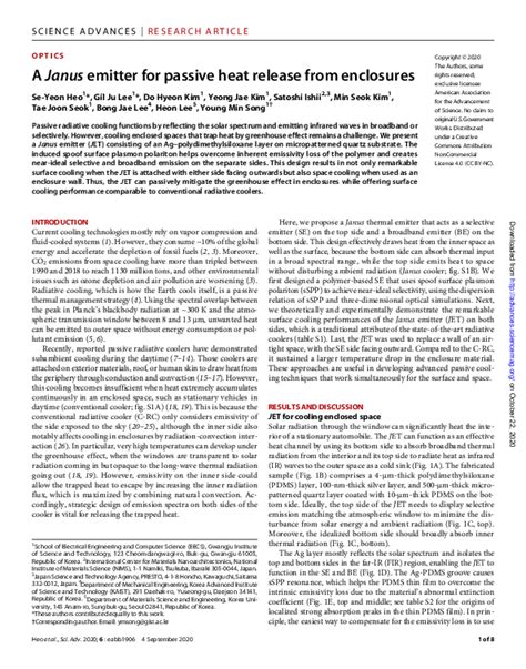 Pdf A Janus Emitter For Passive Heat Release From Enclosures