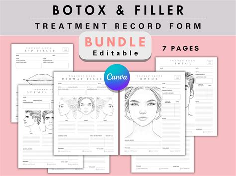 Editable Botox And Dermal Filler Treatment Record Template Form Bundle