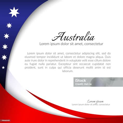 오스트레일리아 국기 테마 빨간색 흰색 곡선 라인과 별 에 파란색 배경 애국 포스터 배너 카드 카드 템플릿 디자인 호주 의 날