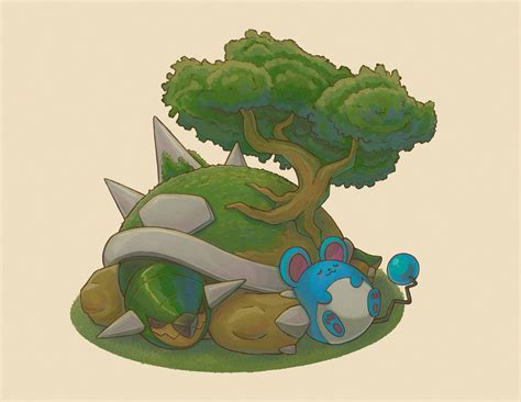 Download Free Cute Anime Marill And Torterra Wallpaper
