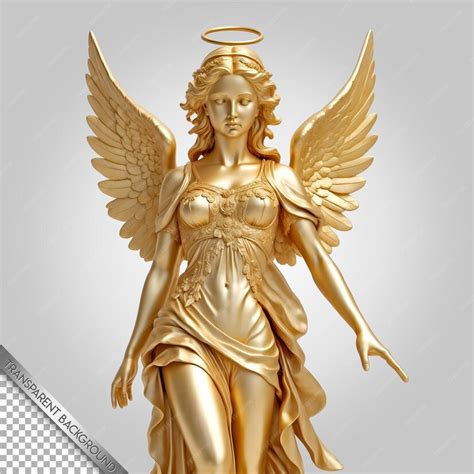 Premium Psd A Gold Statue Of An Angel With A Cross On Her Head