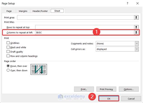 How To Set Print Titles To Repeat In Excel 2 Ways Exceldemy