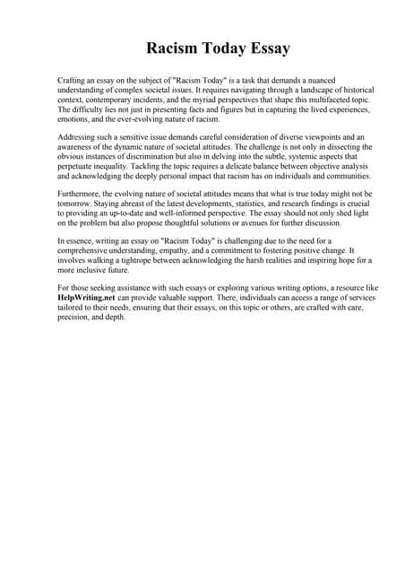 Racism Essay Topics Pdf