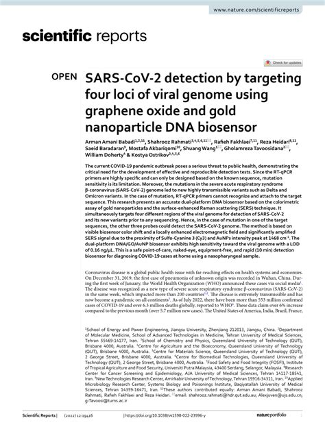 Pdf Sars Cov 2 Detection By Targeting Four Loci Of Viral Genome Using Graphene Oxide And Gold