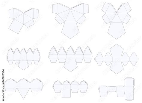 Editable Collection Foldable Box Die Cut Cube Template Blueprint Layout With Cutting And Scoring