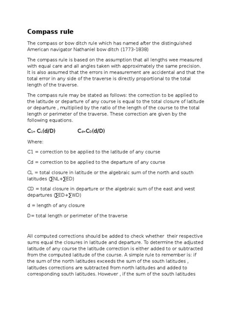 Compass Rule And Transit Rule Pdf Compass Latitude