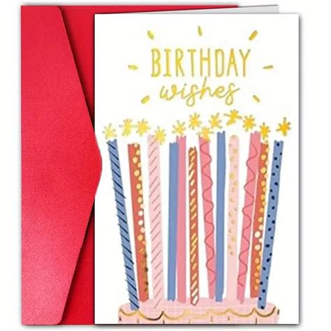 1 قطعة، بطاقة عيد ميلاد، بطاقة تهنئة عيد ميلاد، بطاقة شمعة Temu Bahrain