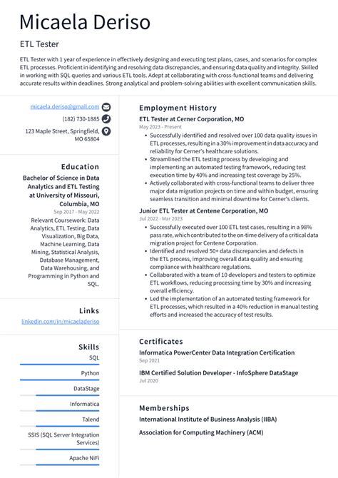 Top ETL Tester Resume Objective Examples ResumeCat