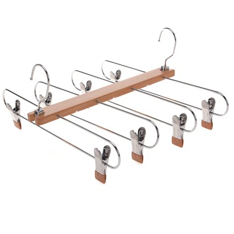 Комплект органайзери закачалки за панталони и поли от кленово дърво и метални скоби Uniqueutil