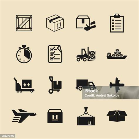 배송의 간단한 세트 벡터 아이콘 관련 상자 게시물 배 비행기 컨테이너 등으로 같은 아이콘 포함 고객에 대한 스톡 벡터 아트 및 기타 이미지 Istock