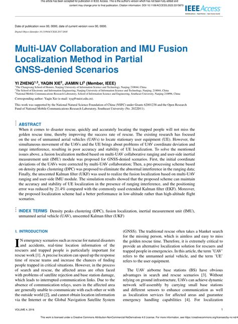 Pdf Multi Uav Collaboration And Imu Fusion Localization Method In Partial Gnss Denied Scenarios