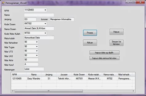 Hikmah Khairani Contoh Program Form Nilai Mahasiswa