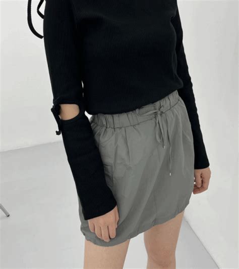 스트릿y2k 바스락 나일론 밴딩 카고 포켓 미니스커트 에이블리