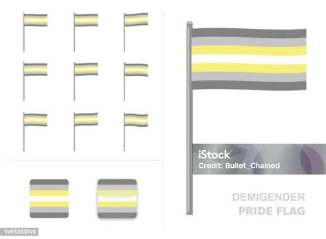 Vektor Ikon Aplikasi Demigender Pride Flag Waving Animation Ilustrasi