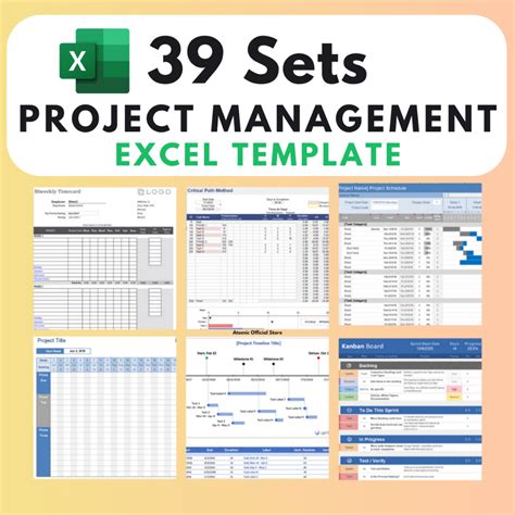 🔥instant🔥 39 Set Project Management Excel Template Gantt Chart Kanban Board Project