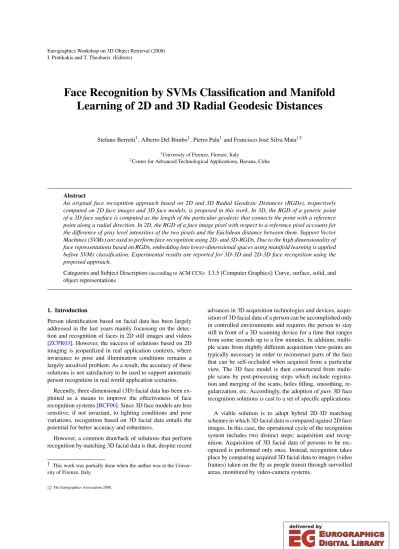 Face Recognition By Svms Classification And Manifold Learning Of 2d And 3d Radial Geodesic Distances