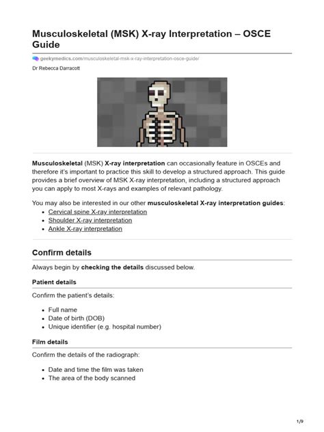 Musculoskeletal Msk X Ray Interpretation Osce Guide Pdf Bone