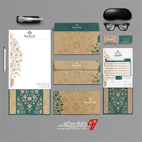 ست اداری سربرگ پاکت فاکتور فروش کارت ویزیت ملت وب