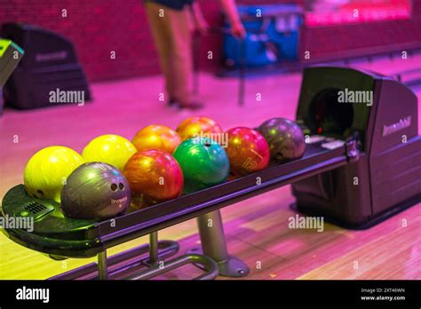 Close Up View Of Automatic Ball Return System In Bowling Alley