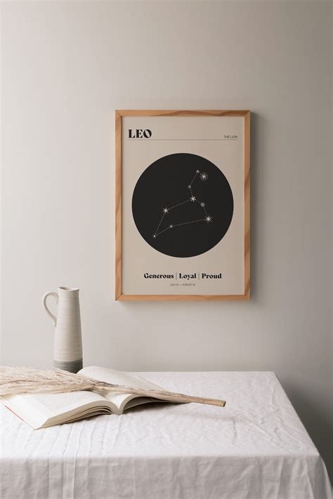 Leo Star Constellation Art Print Zodiac Constellation Wall Art Neutral