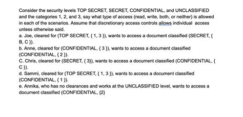 Solved Consider The Security Levels Top Secret Secret