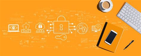 Data Security Concept With Computer Keyboard And Office Items Stock