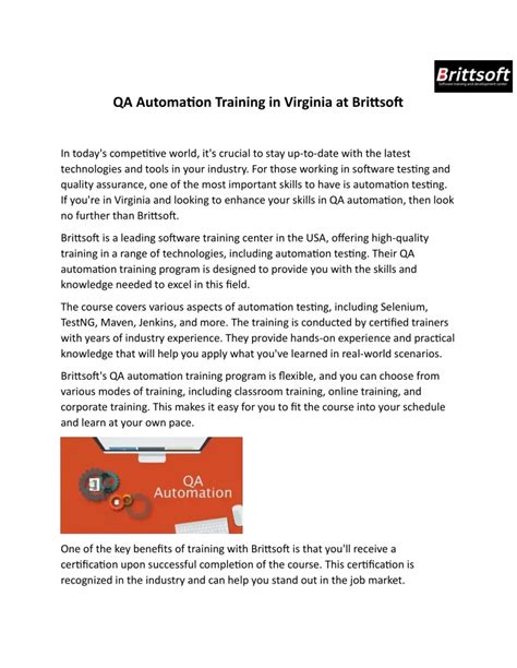 Ppt Qa Automation Training In Virginia At Brittsoft Powerpoint
