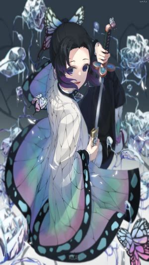 Kochou Shinobu From Kimetsu No Yaiba With Katana Hd Phone Wallpaper