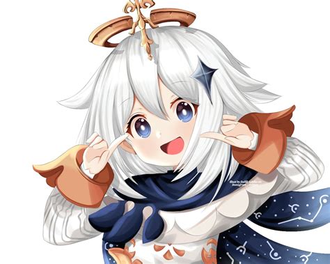 Fadill Adelia Paimon Genshin Impact Genshin Impact Commentary English Commentary 1girl