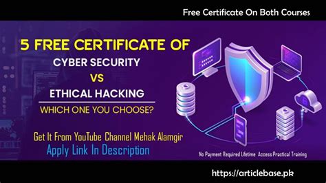 Ethical Hacking And Cyber Security Free Certificate ARTICLEBASE BY MEHAK ALAMGIR