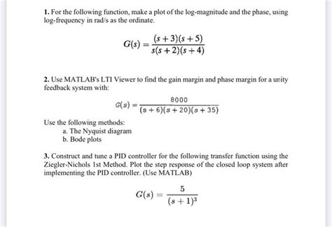 Solved 1 For The Following Function Make A Plot Of The
