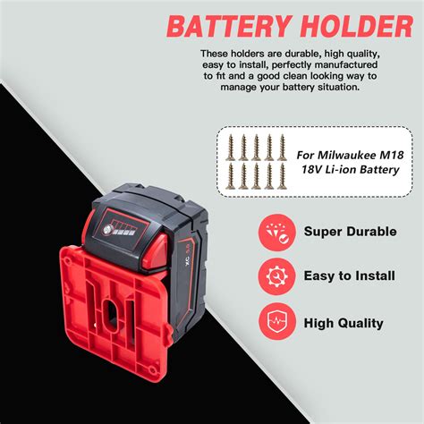 Crtbelfy Battery Holder For Milwaukee M18 18v Batteries Wall Mount