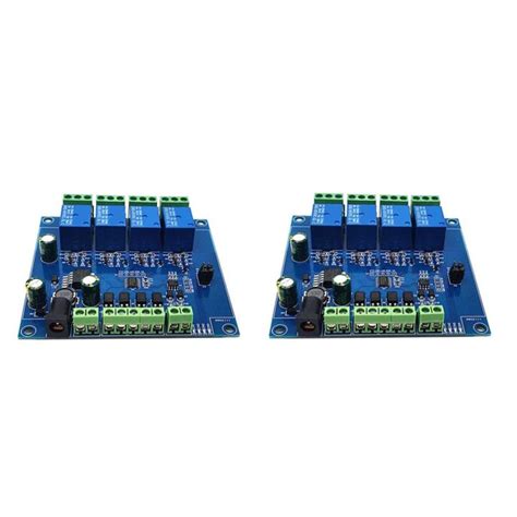 2x Modbus Rtu 4 Way Relay 7 24v Relay Switch Rs485ttl Input And Output With Anti Reverse