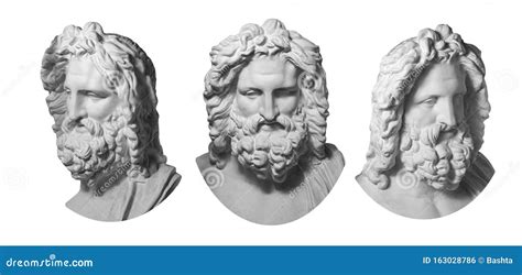 Drie Gips kopie Van Het Antieke Standbeeld Zeus hoofd Geïsoleerd Op