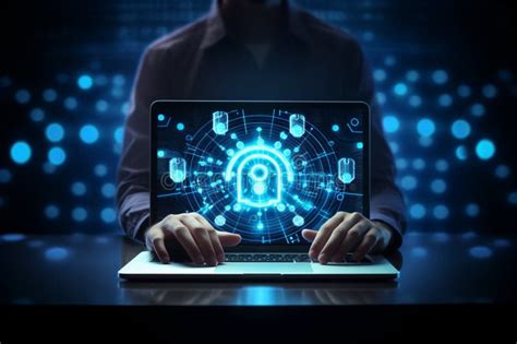 Digital Padlock In Front Of A Laptop Computer As Concept For Cyber Security And Data Protection