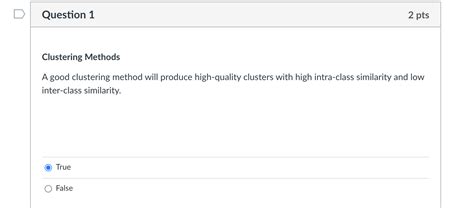 Solved Question 1 2 Pts Clustering Methods A Good Clustering