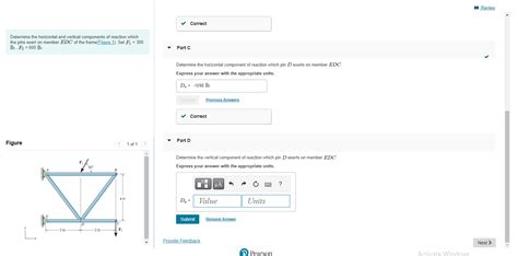Solved Determine The Horizontal And Vertical Components Of