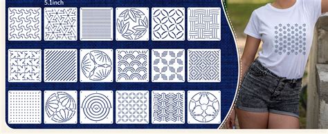 20 Pcs Sashiko Stencils 51 X 51 Inch Plastic Sashiko